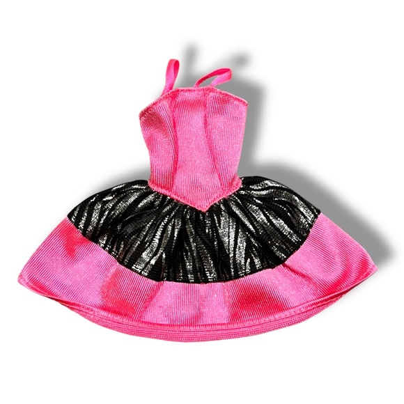 Toys | Barbie Vintage 9s Hot Pink Dress Black Silver Zebra Print | Poshmark